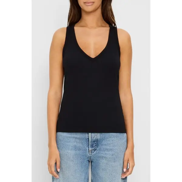 Michael Stars Ivara Racerback Rib Tank - Black