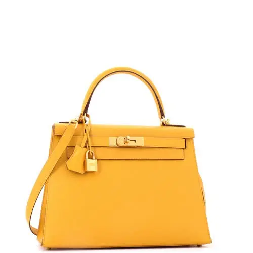 Hermès Kelly Handbag Epsom With Gold Hardware 28 - Yellow
