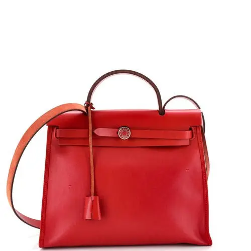 Hermès Herbag Zip Berline Vache Canvas And Leather 31 - Red