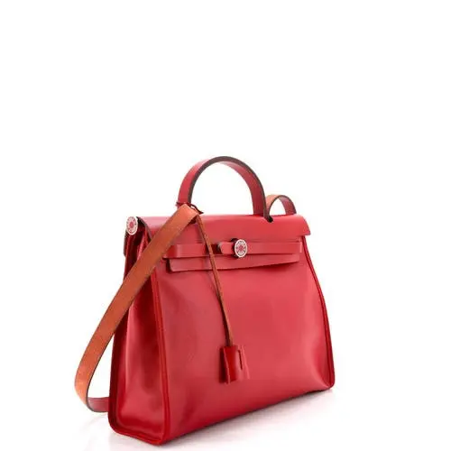 Hermès Herbag Zip Berline Vache Canvas And Leather 31 - Red