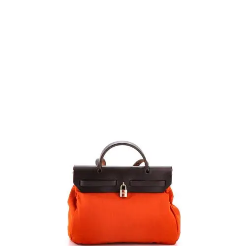 Hermès Herbag Toile And Leather Pm - Orange