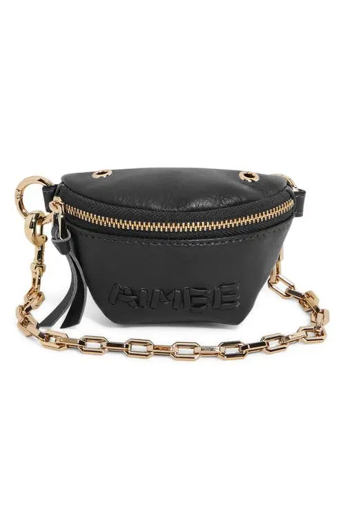 AIMEE Zip Sling Leather Bag Charm - Black