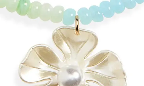 Bp. Beaded Faux Pearl Floral Pendant Necklace