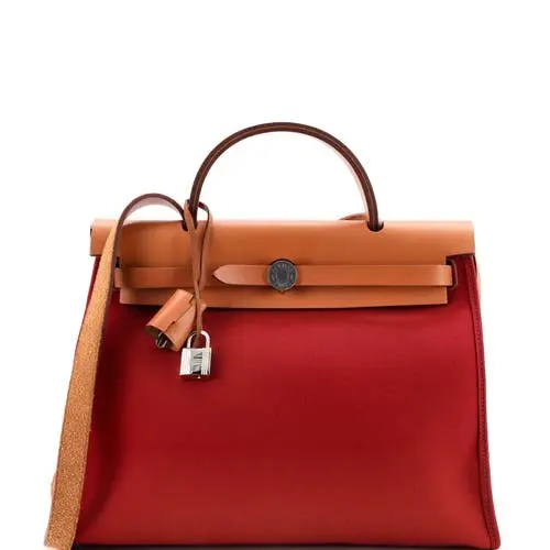 Hermès Herbag Zip Leather And Toile 31 - Red