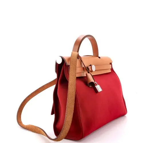 Hermès Herbag Zip Leather And Toile 31 - Red