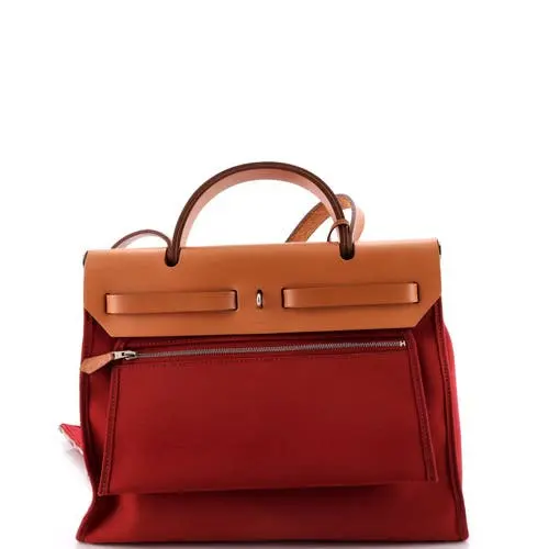 Hermès Herbag Zip Leather And Toile 31 - Red