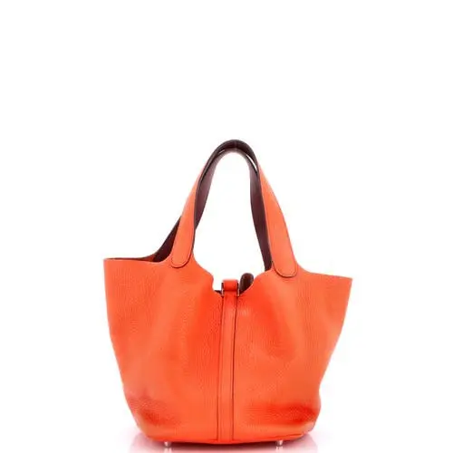 Hermès Eclat Picotin Lock Bag Clemence Mm - Orange