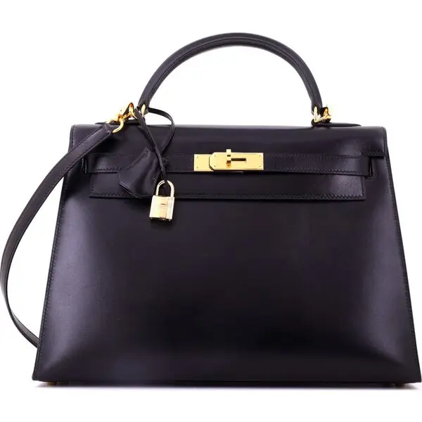 Hermès Kelly Handbag Black Box Calf With Gold Hardware 32 - Noir