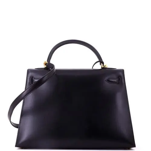 Hermès Kelly Handbag Black Box Calf With Gold Hardware 32 - Noir