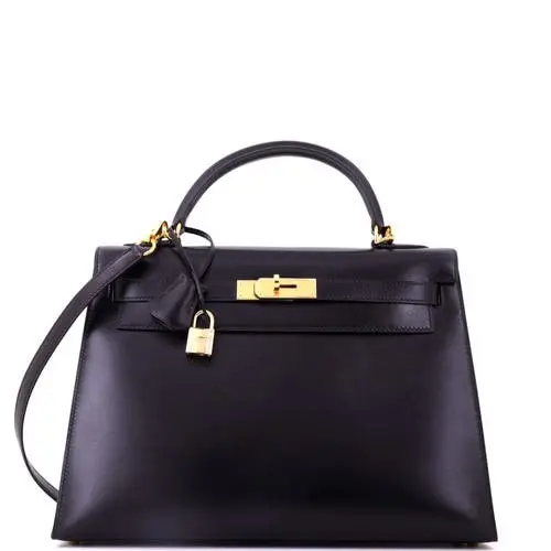 Hermès Kelly Handbag Black Box Calf With Gold Hardware 32 - Noir