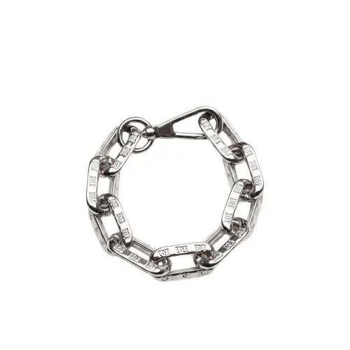 DESERI Statement Chain Bracelet With Signature Logo Detailing - Silver