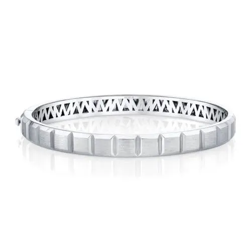 MICHAEL M Block Hinged Bangle Bracelet - Silver