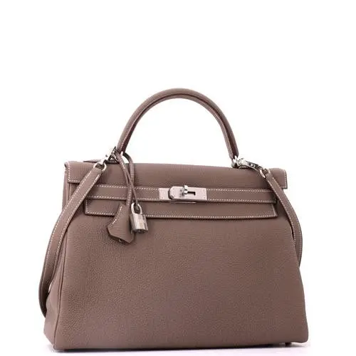 Hermès Kelly Handbag Grey Togo With Palladium Hardware 32 - Etoupe