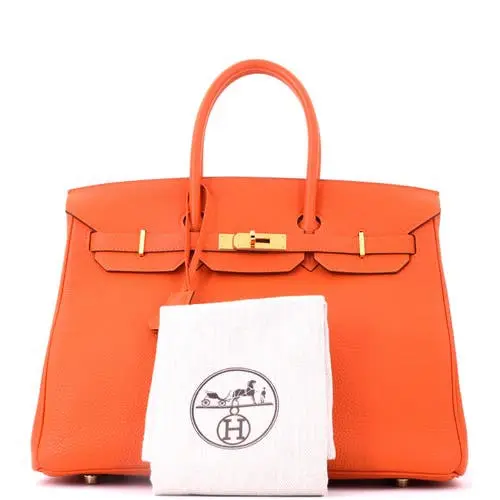 Hermès Birkin Handbag Orange Togo With Gold Hardware 35