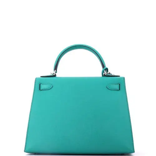 Hermès Kelly Handbag Epsom With Palladium Hardware 28 - Blue