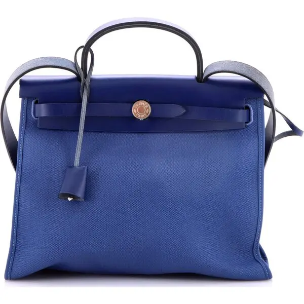 Hermès Herbag Zip Leather And Toile 31 - Blue