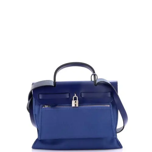 Hermès Herbag Zip Leather And Toile 31 - Blue