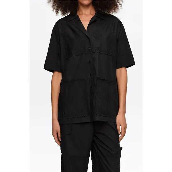 Bimba Y Lola Embroidered Scarf Patchwork Shirt