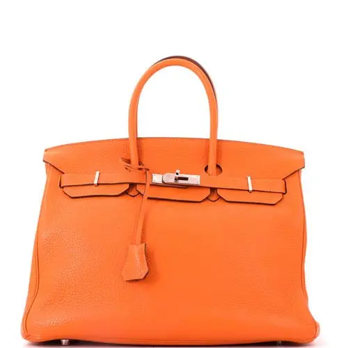 Hermès Birkin Handbag Clemence With Palladium Hardware 35 - Orange