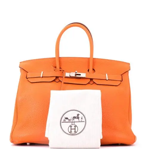 Hermès Birkin Handbag Clemence With Palladium Hardware 35 - Orange