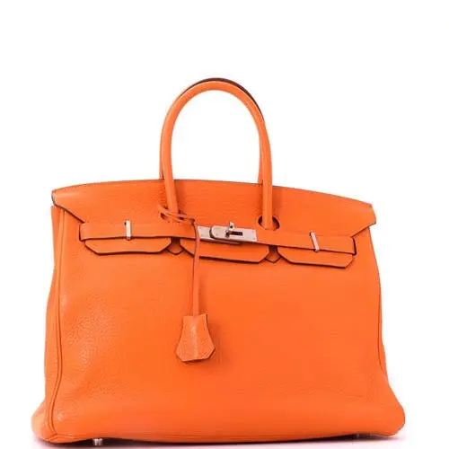 Hermès Birkin Handbag Clemence With Palladium Hardware 35 - Orange