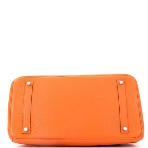 Hermès Birkin Handbag Clemence With Palladium Hardware 35 - Orange