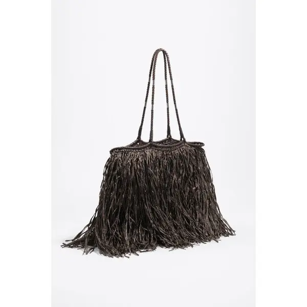 Bimba Y Lola Large Raffia-effect Shopper Bag - Chocolate