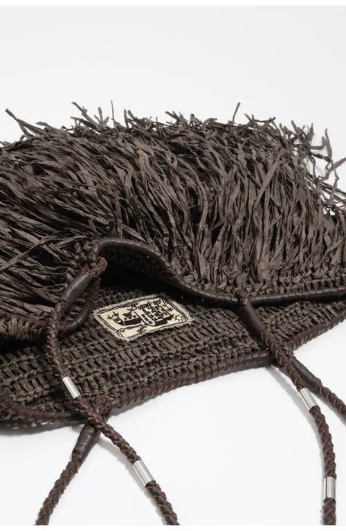 Bimba Y Lola Large Raffia-effect Shopper Bag - Chocolate