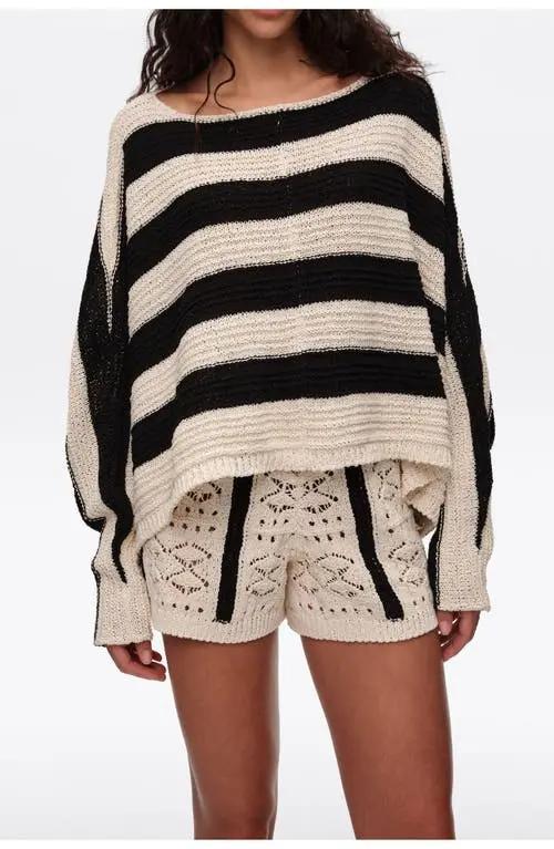 Bimba Y Lola Striped Oversize Cropped Sweater