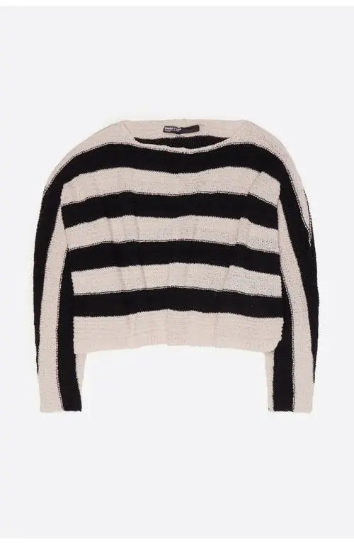 Bimba Y Lola Striped Oversize Cropped Sweater