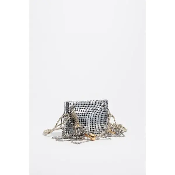 Bimba Y Lola Metallic Mesh Mini Bag - Silver