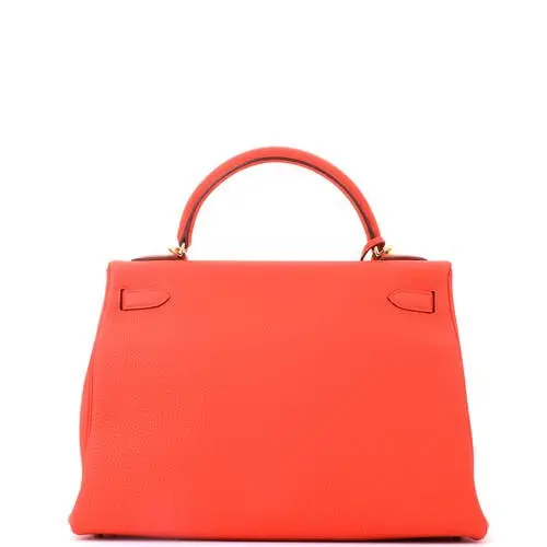 Hermès Kelly Handbag Orange Togo With Gold Hardware 32