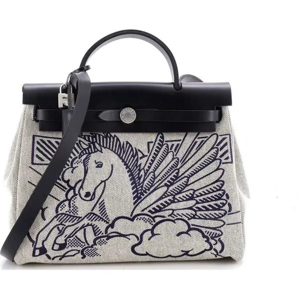 Hermès Herbag Zip Pegase Pop Toile And Leather 31 - Noir