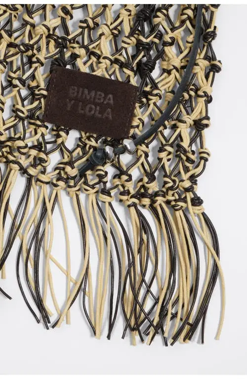 Bimba Y Lola Small Braided Leather Bag With Drawstring Closure - Vanilla