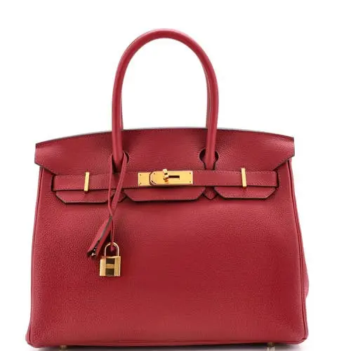 Hermès Birkin Handbag Togo With Gold Hardware 30 - Red