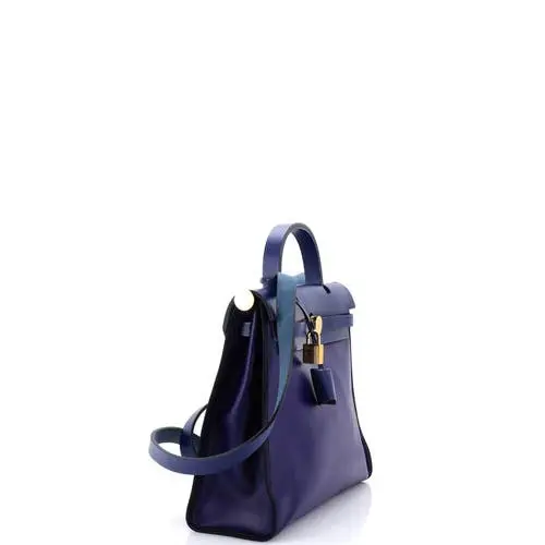 Hermès Herbag Zip Berline Vache Canvas And Leather 31 - Bleu Encre