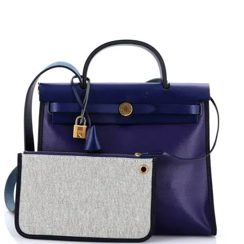 Hermès Herbag Zip Berline Vache Canvas And Leather 31 - Blue