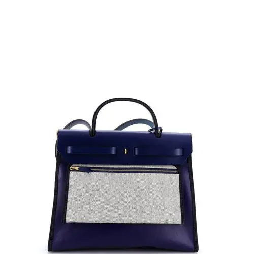 Hermès Herbag Zip Berline Vache Canvas And Leather 31 - Blue
