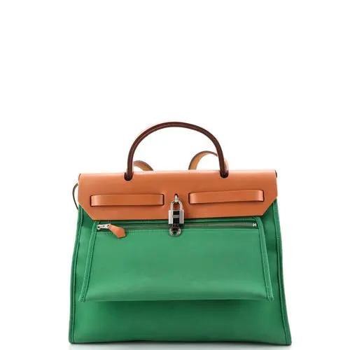 Hermès Herbag Zip Leather And Toile 31 - Green