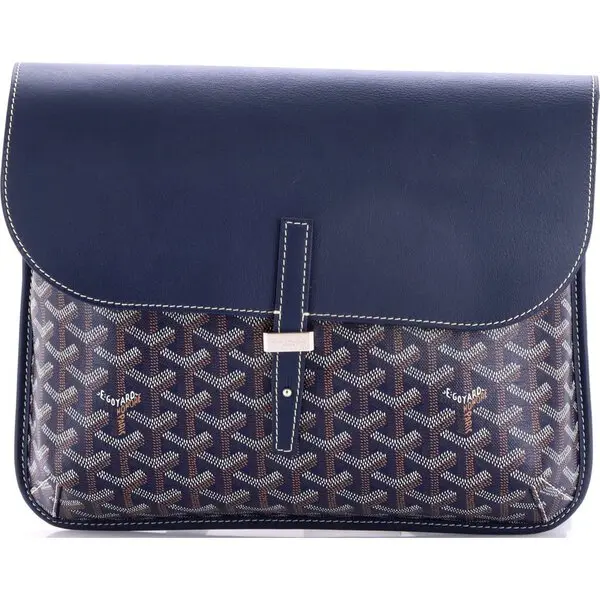 Goyard Coursier Messenger Bag Coated Canvas And Leather - Blue