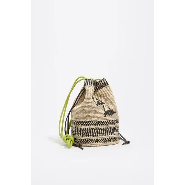 Bimba Y Lola Medium Raffia Bucket Bag - Natural