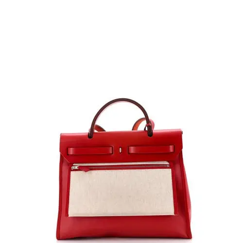 Hermès Herbag Zip Berline Vache Canvas And Leather 31 - Red