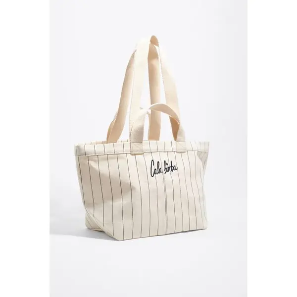Bimba Y Lola Large Off-white Cotton Basket Bag - Off White