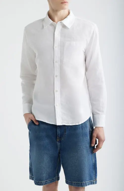 CORRIDOR Solid Linen & Cotton Button-up Shirt - White
