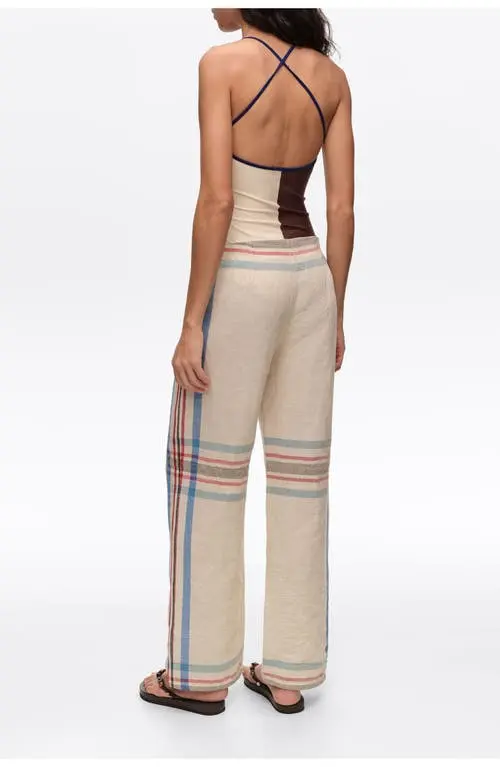 Bimba Y Lola Striped Linen Blend Trousers