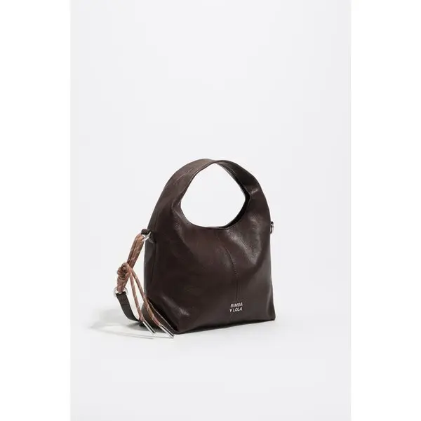 Bimba Y Lola Small Leather Paper Crossbody Bag - Coffee