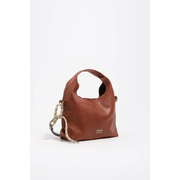 Bimba Y Lola Small Leather Paper Crossbody Bag - Dark Tan