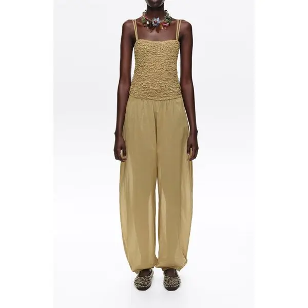 Bimba Y Lola Gathered Balloon Jumpsuit - Khaki