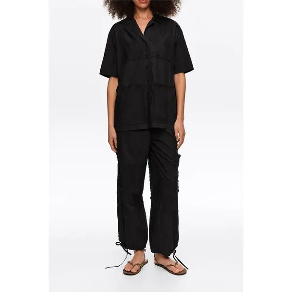 Bimba Y Lola Scarf-embroidered Patchwork Trousers - Black