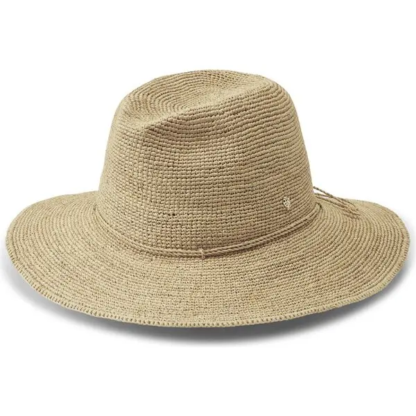 Helen Kaminski Packable Raffia Crochet Fedora - Natural